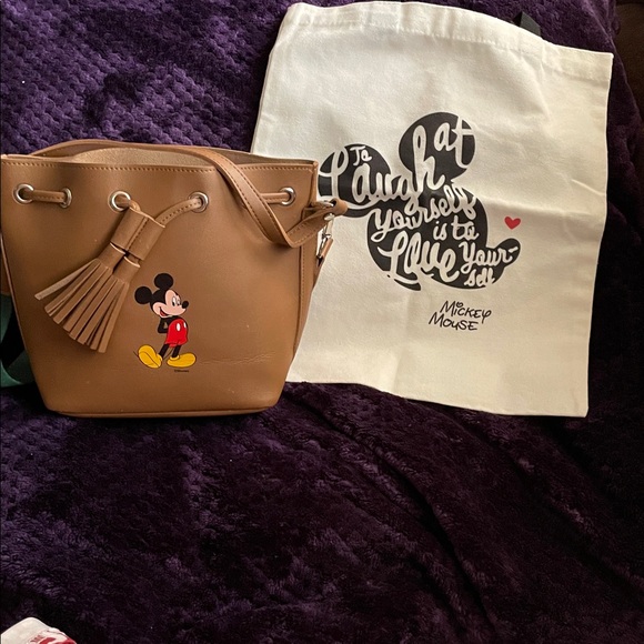 Disney | Bags | Disney Mickey Mouse Brown Leather Bucket Bag Also Green ...